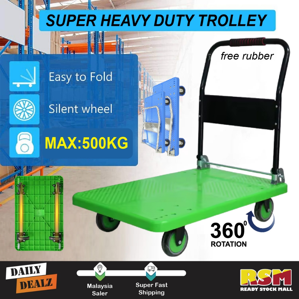 Super Heavy Duty Foldable Handle Platform Trolley 360° Rotation Wheel ...