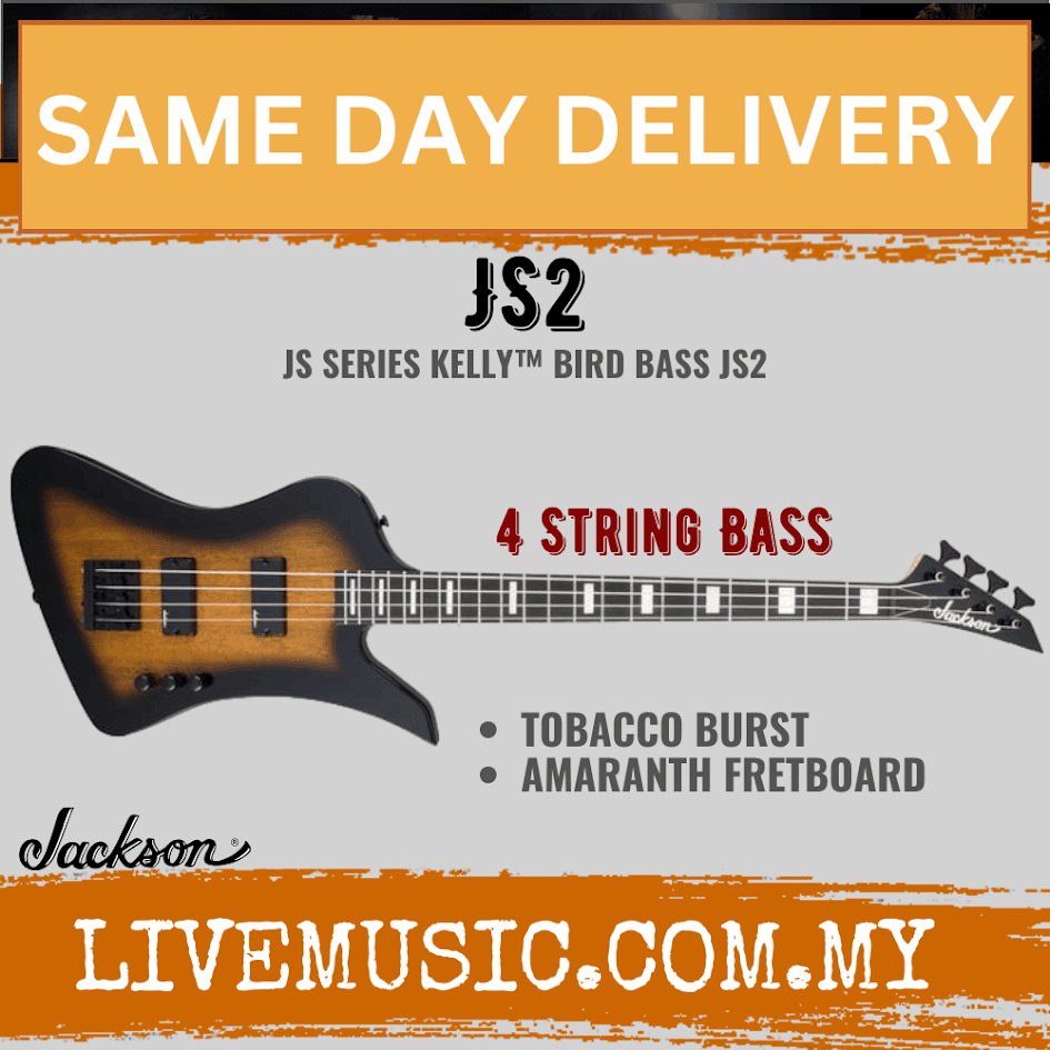 Jackson JS Series Kelly Bird Bass IV JS2 Guitar, Amaranth FB, Tobacco ...