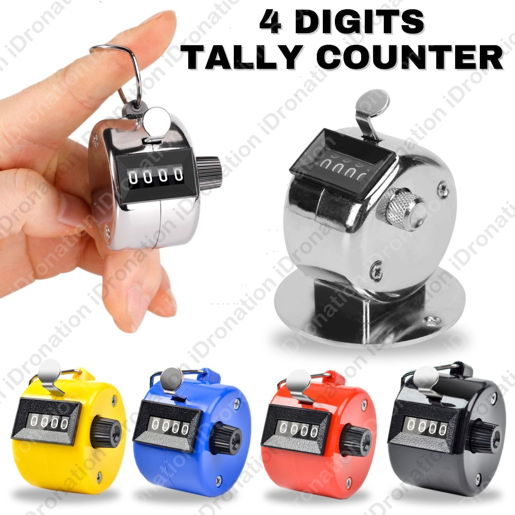 Mini Hand Tally Counter 4 Digit Number Manual Counting Finger Clicker ...
