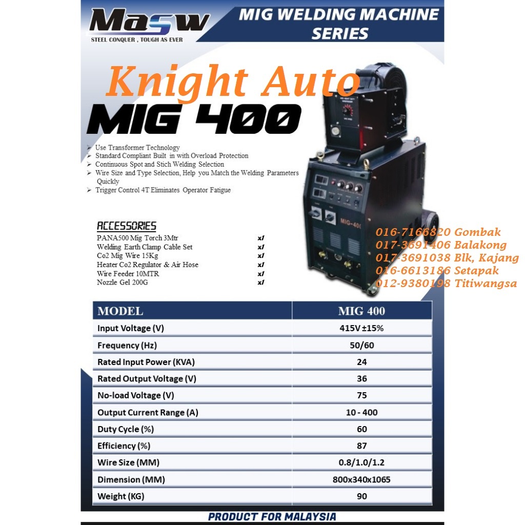 MASW MIG 400 MIG WELDING MACHINE 400AMP 415V 24KVA 90KG | Shopee Malaysia