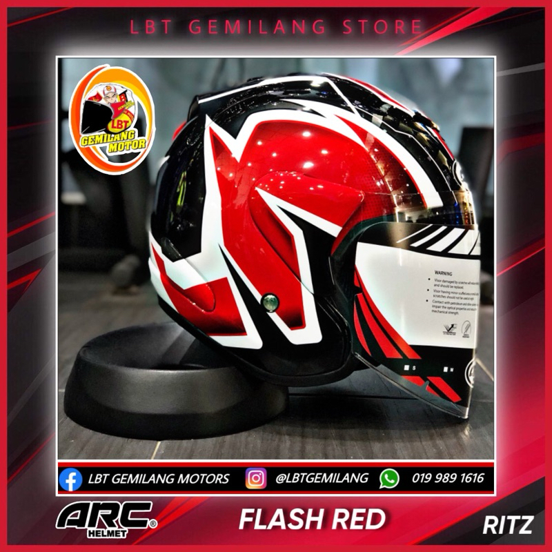 ARC Helmet RITZ [FLASH RED] | Shopee Malaysia