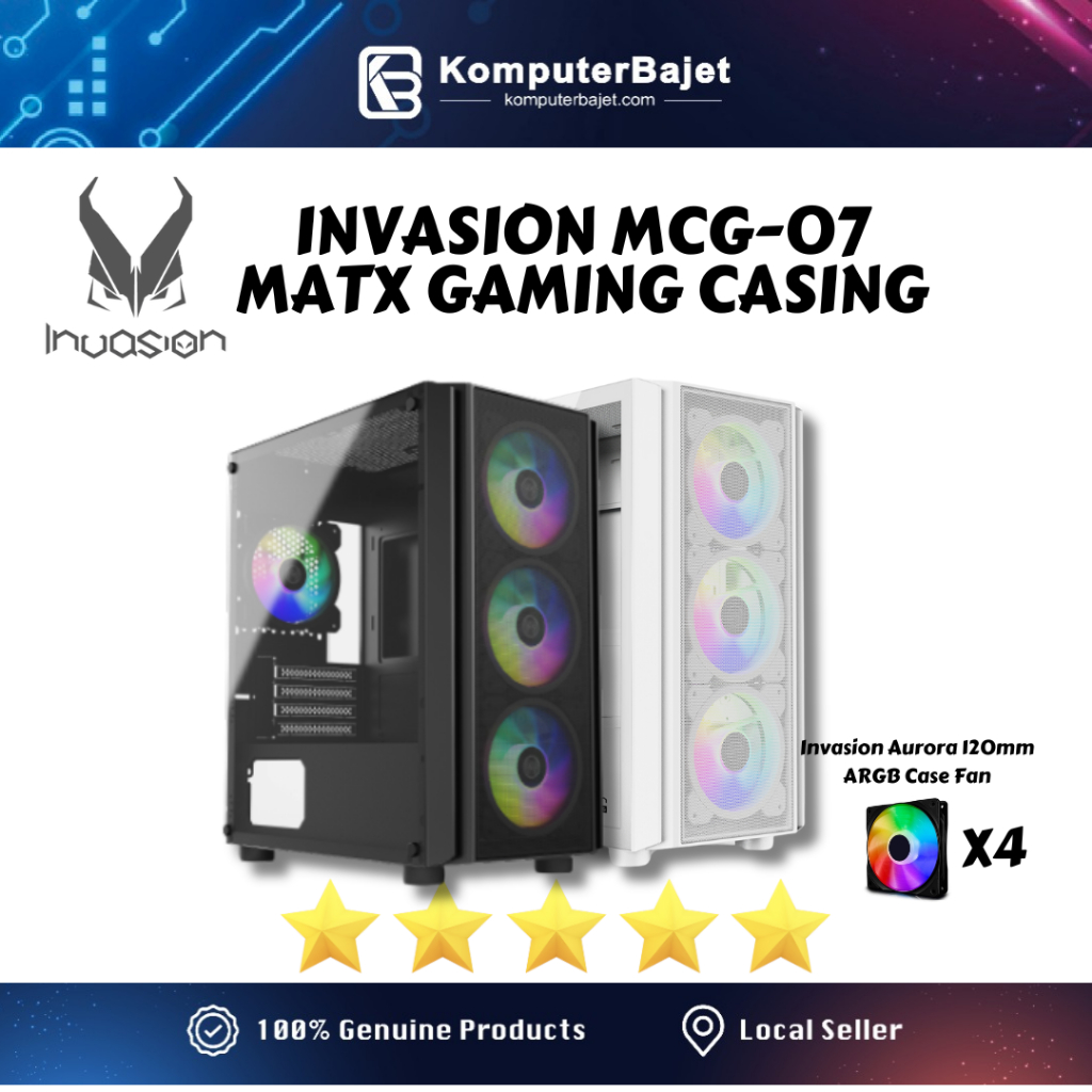 INVASION MCG-07 BLACK MATX CASE ARGB FAN CASING GAMING PC | Shopee Malaysia