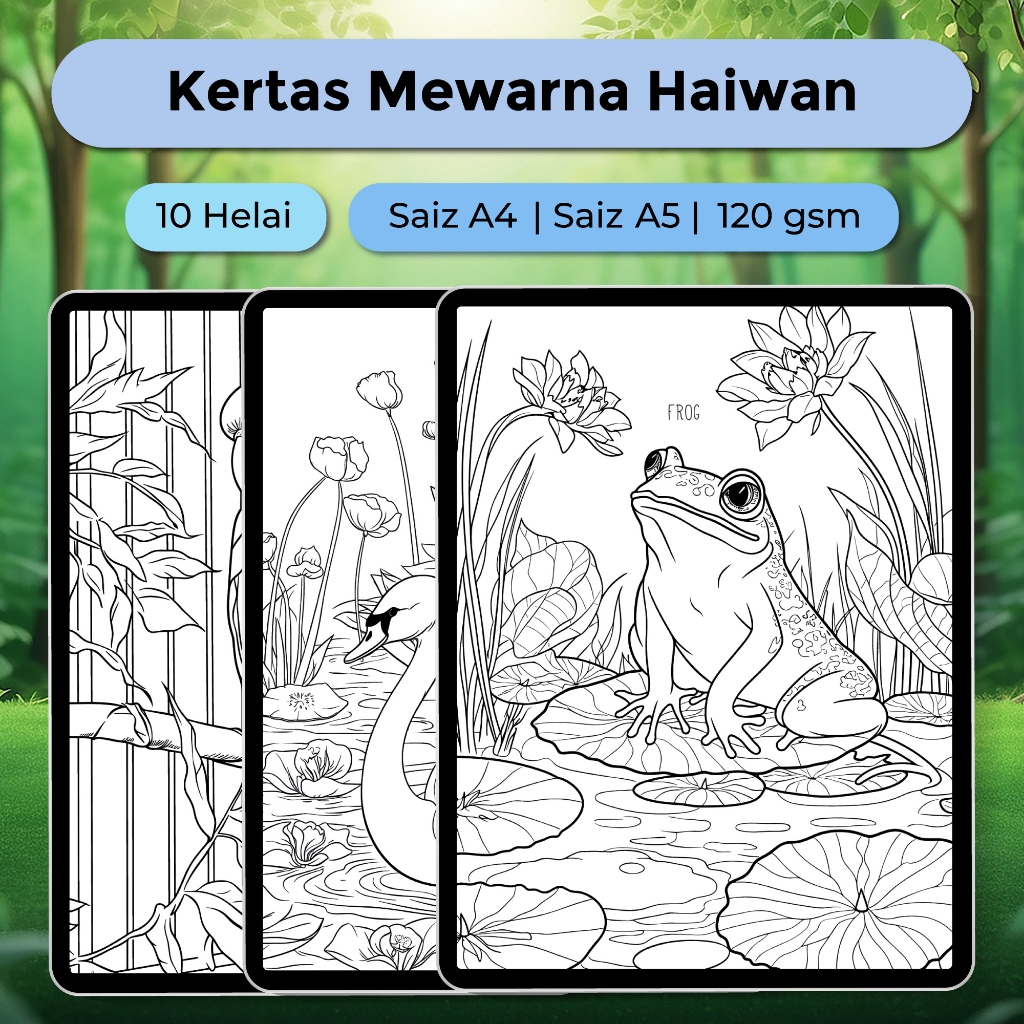 Kertas Mewarna Haiwan | Coloring Pages for Kids and Adults | 120 gsm ...