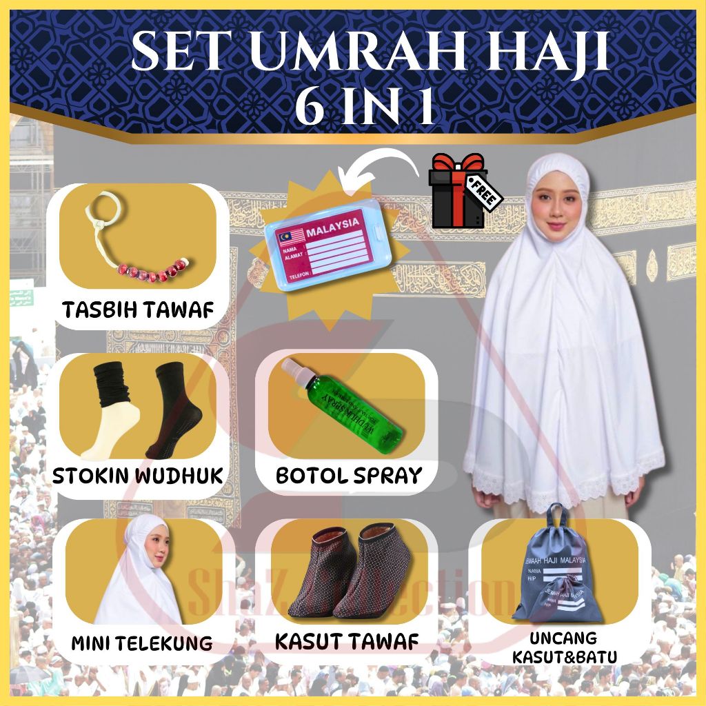 💥HOT ITEM💥SET LENGKAP MINI TELEKUNG UMRAH DAN HAJI 6 DALAM 1 (MINI TELEKUNG COTTON POCKET BERZIP ...
