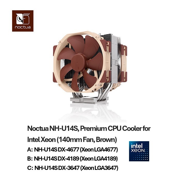 NOCTUA NH-U14S DX Series CPU Premium Cooler Heatsink Fan for Intel Xeon ...
