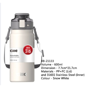 CILLE 600ML DUAL HEAD BEKAS AIR BERSTRAW 316SS STAINLESS STEEL VACUUM ...