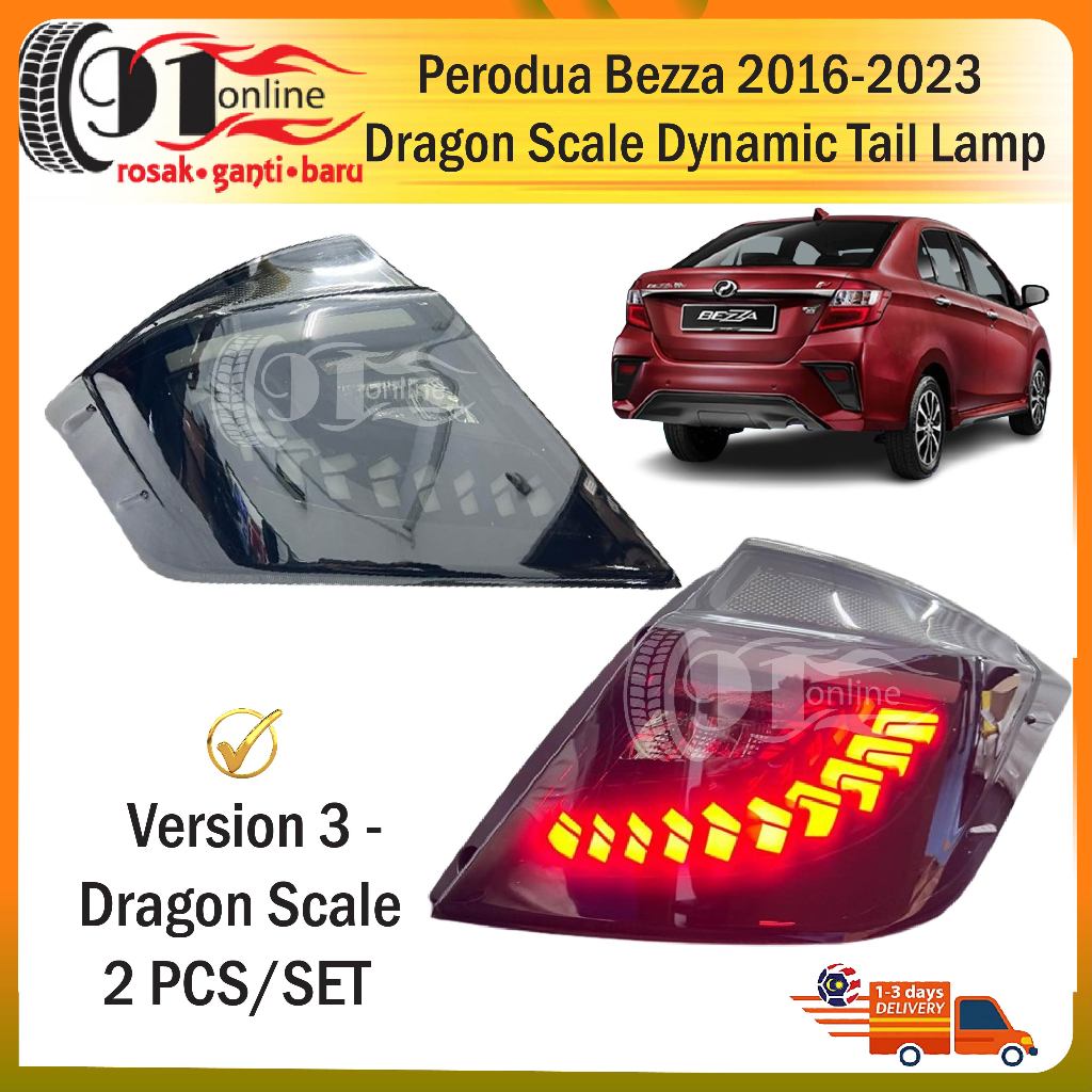 Perodua Bezza 2016 - Onwards Dragon Scale VERSION 3 Dynamic Tail Lamp ...