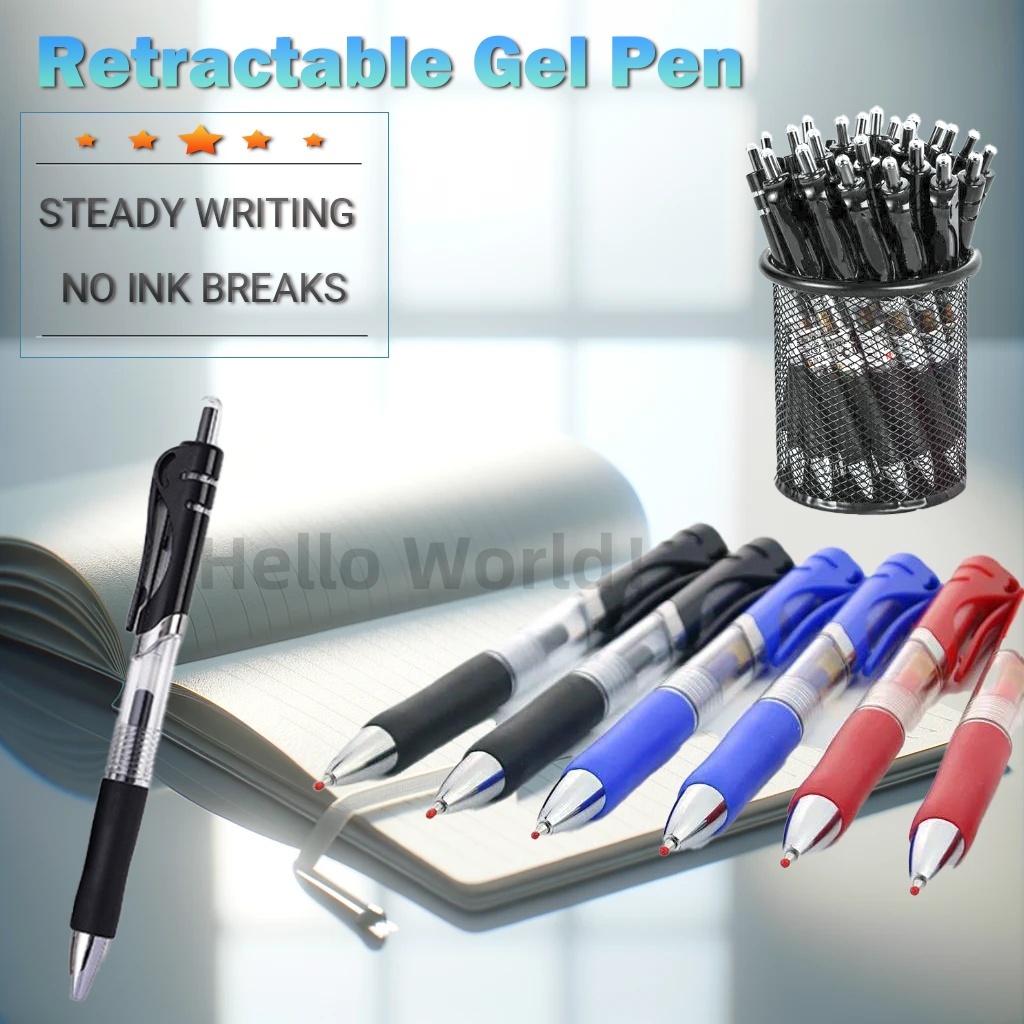 Retractable Gel Pen 0.5 mm Gel Pen School Office Supplies Stationary ...