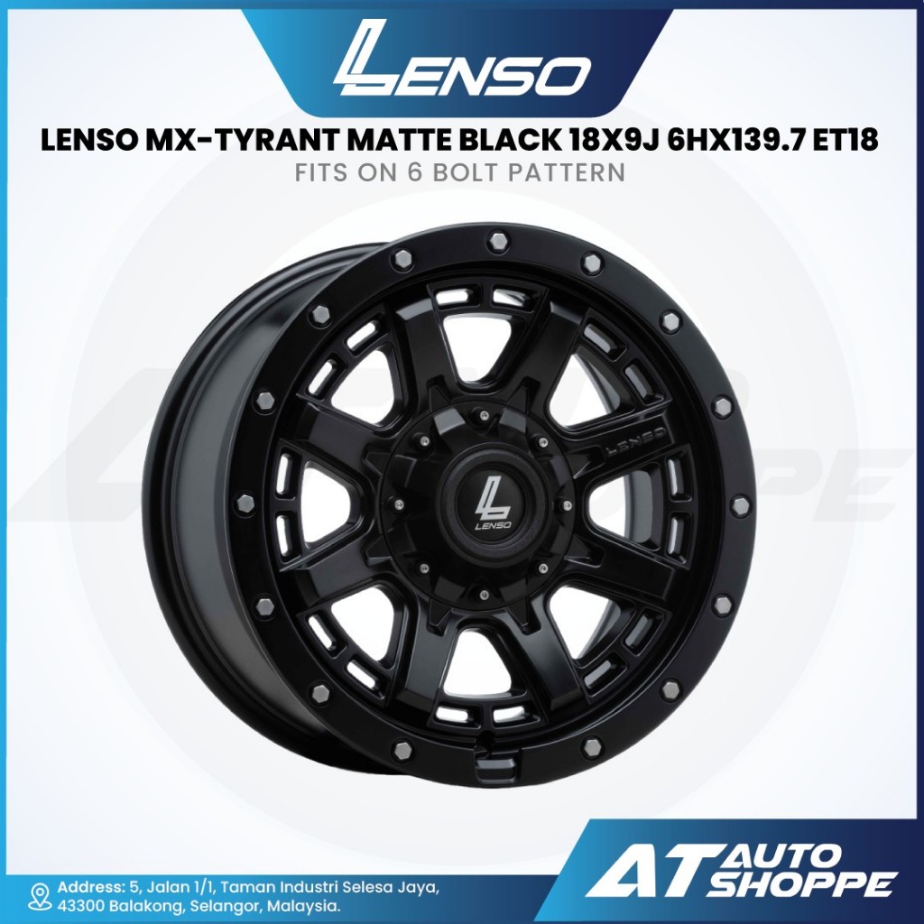 Lenso MX-Tyrant - Matte Black 18x9J ET18 6x139.7 (1 Piece) | Shopee Malaysia