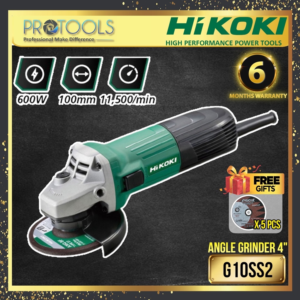 HIKOKI (HITACHI) G10SS2 ANGLE GRINDER 4 600W FOC CUTTING DISC ...