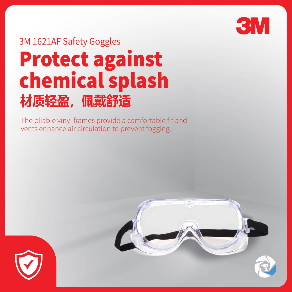 3M™ 1621AF PROTECTIVE EYEWEAR / SAFETY GOGGLES WITH ANTI FOG (CLEAR ...