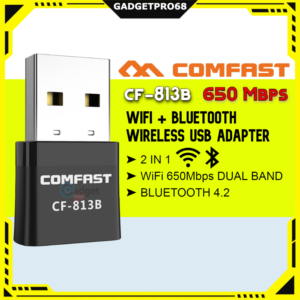COMFAST WiFi Bluetooth Mini USB Adapter CF-813B USB Network Adapter 650Mbps Dual Band Bluetooth ...