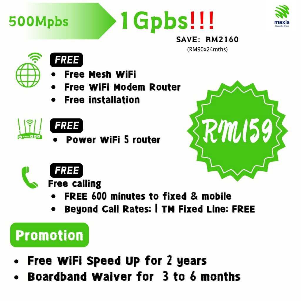 🔥1000 Mbps🔥 Modem Maxis Home Fibre 1000 Mbps | Unlimited Data Hotspot Wifi ( MURAH SANGAT ...
