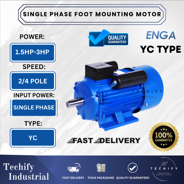 ENGA YC Motor 1.5HP~3HP(1.1KW~2.2KW) Single Phase Motor YC B3 Foot Mounting Motor Electric Motor ...