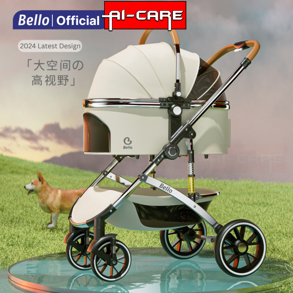 BELLO Premium Pet Stroller for Dog & Cat Detachable Carrier Upgraded ...