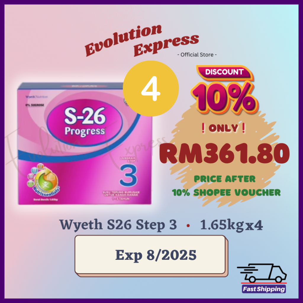[Wyeth] S26 Progress Step 3 ( 1.65kg x 4 boxes) Exp 8/2025 | Shopee ...