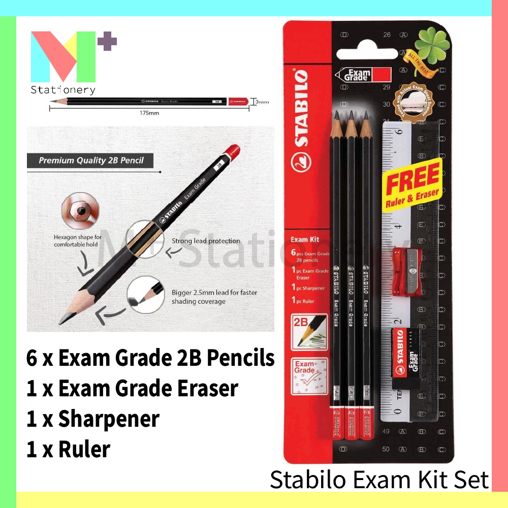 Stabilo Exam Grade 2B Pencil Set / Exam Set / Exam Kit Stationery Set ...