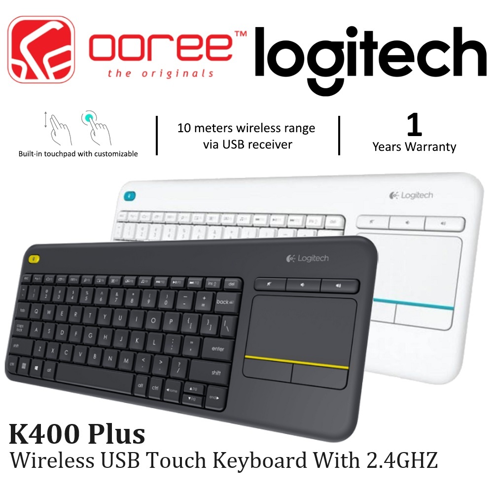 LOGITECH K400 PLUS WIRELESS USB TOUCH KEYBOARD FOR PC CONNECTED TVs ...
