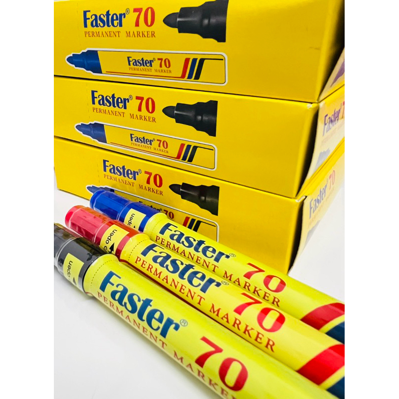 (12pcs/box) Faster 70 Permanent Marker Pen Black/Blue/Red 马克笔70 黑色/蓝色 ...