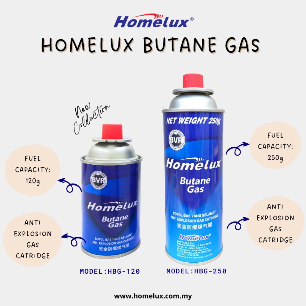 [ 4 PCS ] Homelux 120g 250g Butane Gas Cartridge Safety for Portable ...