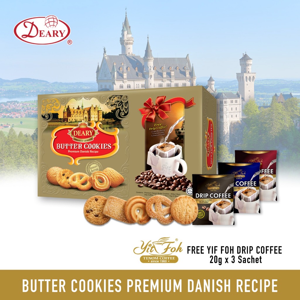 DEARY Butter Cookies 454g + YIT FOH Drip Coffee Americano/Italiano/Java ...