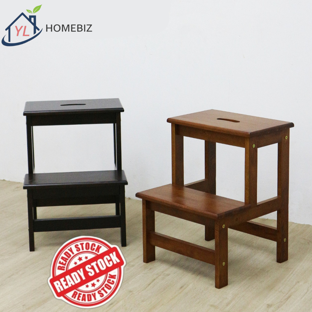 Full Solid Wooden Step Stool / Decorative Stool / Ladder Stool / Kerusi ...