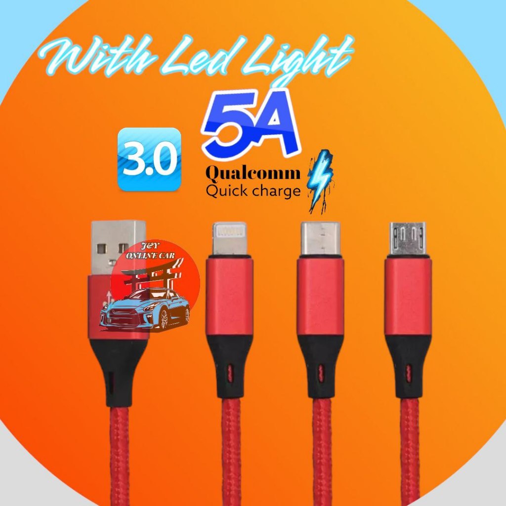 🔥ReadyStock🔥 5A Fast Charger LED Light Micro USB / Type-C Quick ...