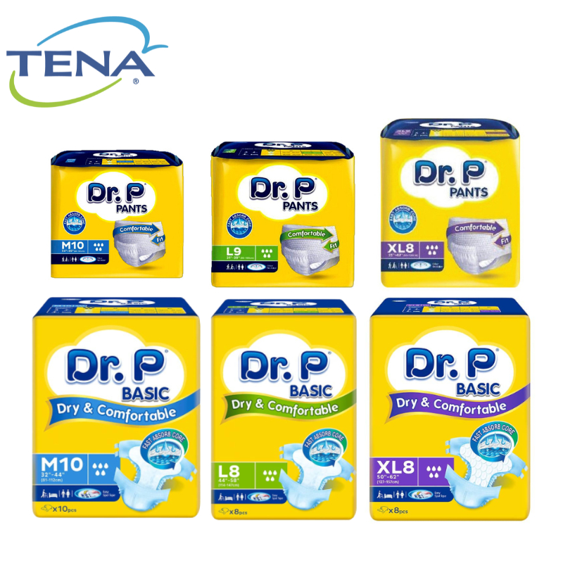[X3 BUNDLE PACK] Tena Dr.P Adult Diapers TAPE / PANTS (M / L / XL ...