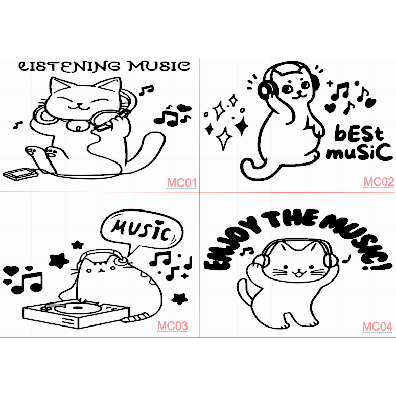 STICKER CARTOON CUTE CAT LISTENING MUSIC FOR LAPTOP AND OTHERS - SIZE ...