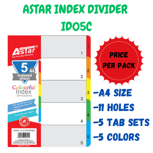 ASTAR A4 COLOURFUL High quality PP INDEX DIVIDER ID05C/ID10C/ID12C ...