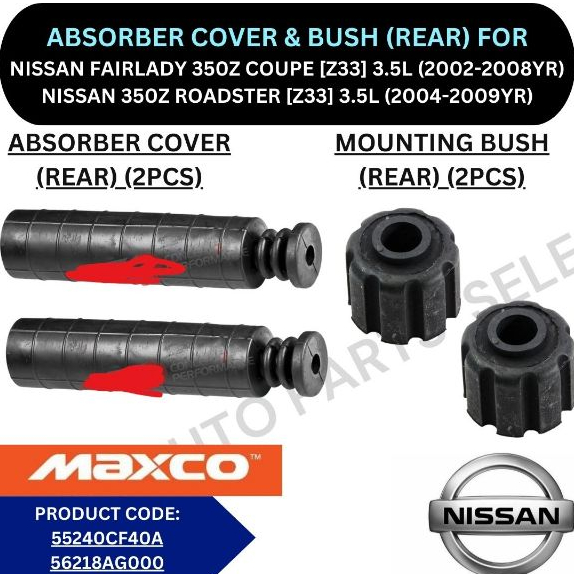 ABSORBER COVER, SPRING RUBBER, BUSH (REAR) FOR NISSAN FAIRLADY 350Z ...