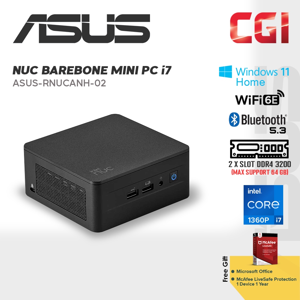 Asus NUC RNUC13ANHi70000 Intel i7-1360P Integrated Graphics Win11Home ...