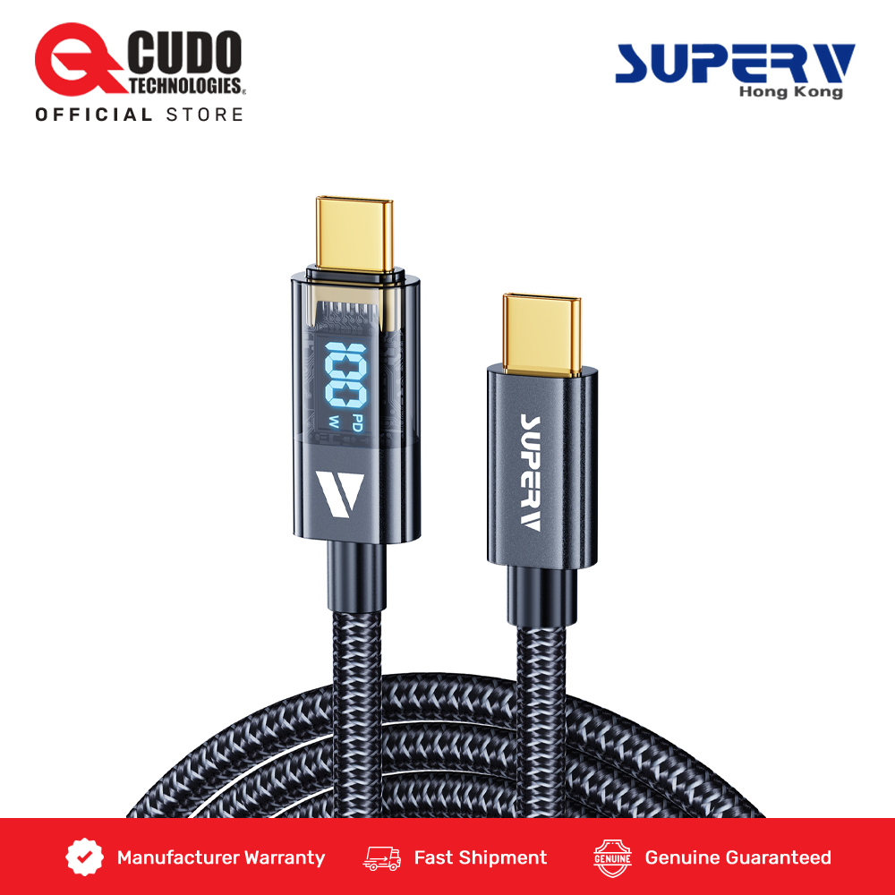 SuperV USB C to USB C 100W Ultra Fast Charging Cable with Real Time ...