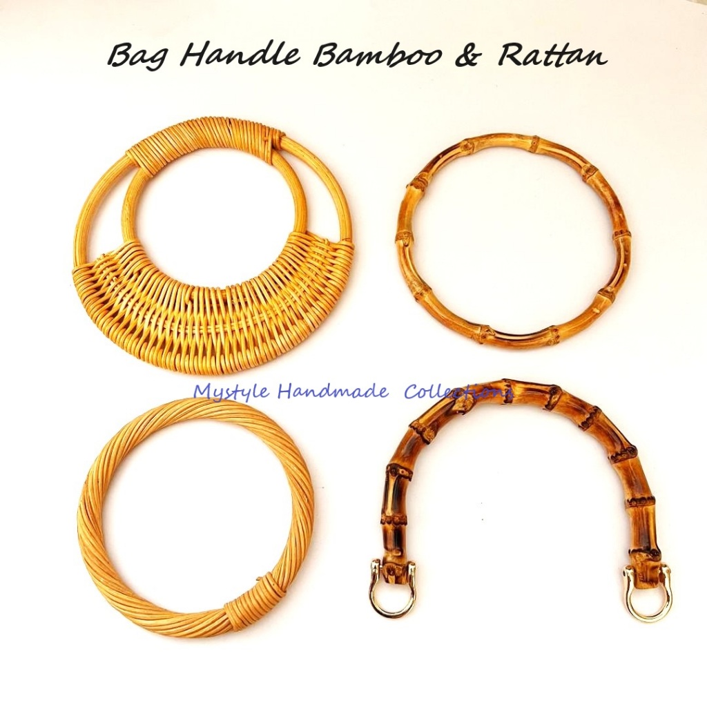 Bag Accessories Bag Handle Bamboo Rattan Pemegang Beg Bamboo Rotan ...