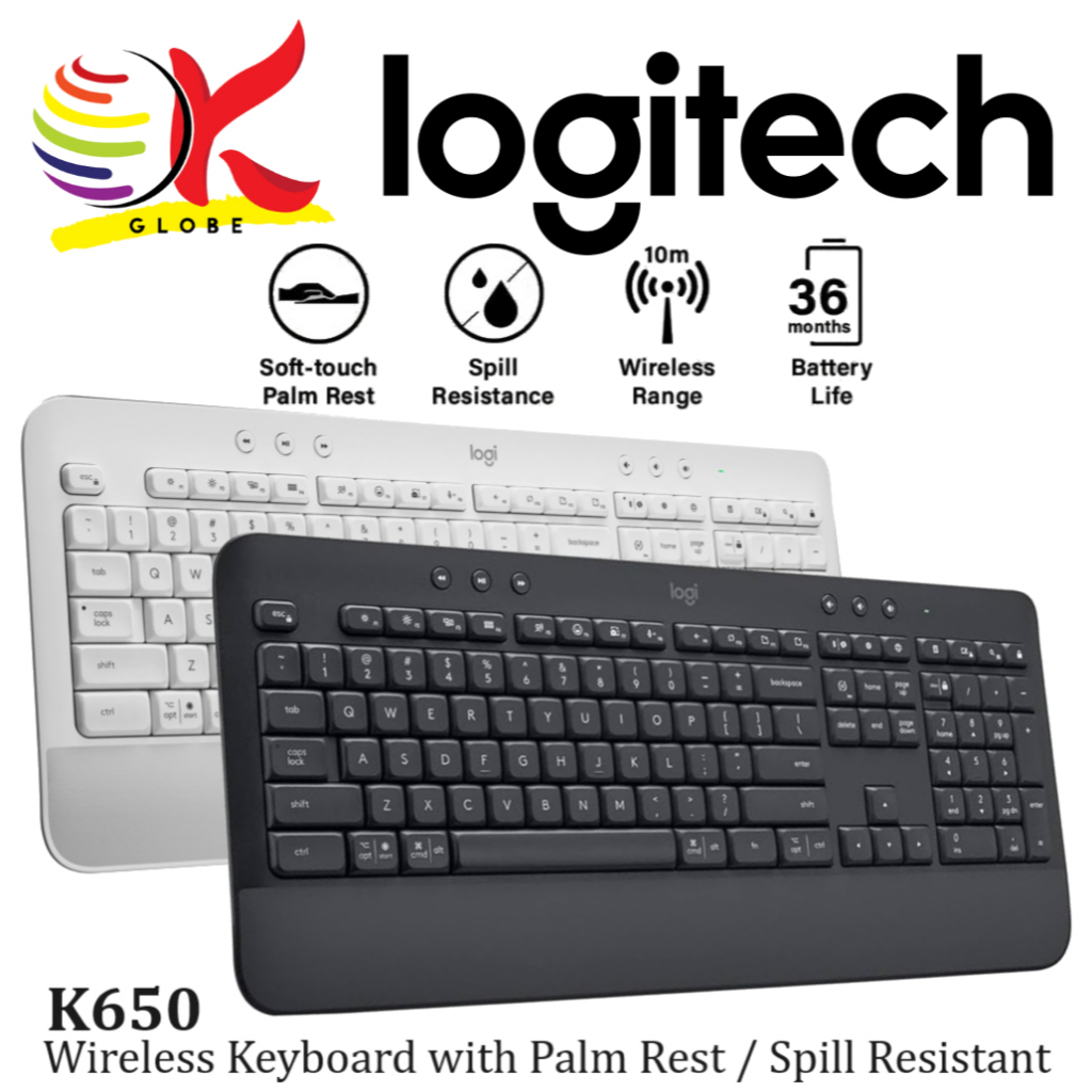 LOGITECH SIGNATURE K650 WIRELESS KEYBOARD WITH PALM REST/SPILL ...