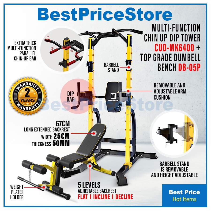 BPS Multifunction Chin Up Pull Dip Tower Workout Station with ...