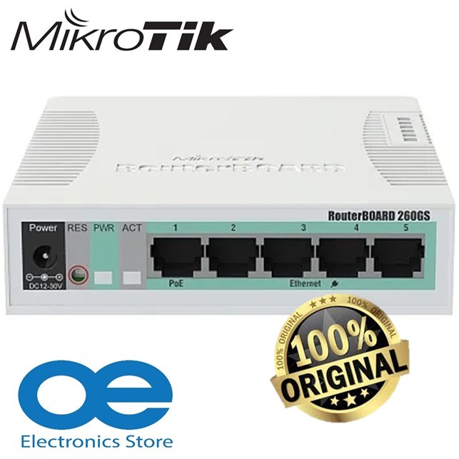 MikroTik RB260GS Network 5x Gigabit Ethernet Ports , 1 x SFP Cage With ...