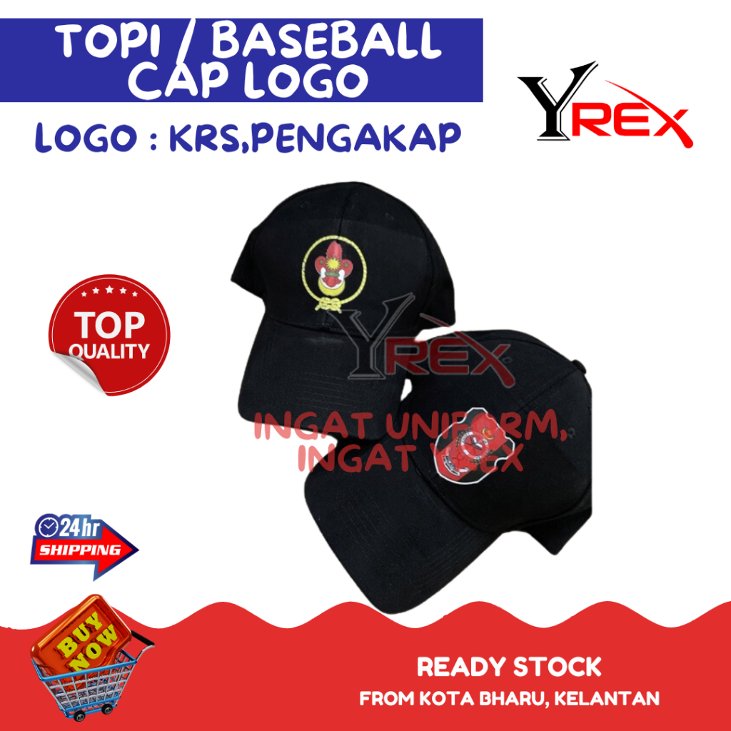 TOPI BASEBALL CAP HITAM LOGO KRS / LOGO PENGAKAP | Shopee Malaysia