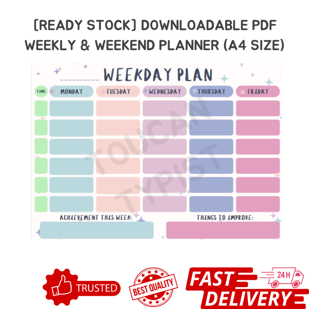 [READY STOCK] MURAH 2024 2025 Printable Weekly Weekday Planner | Downloadable Digital PDF ...