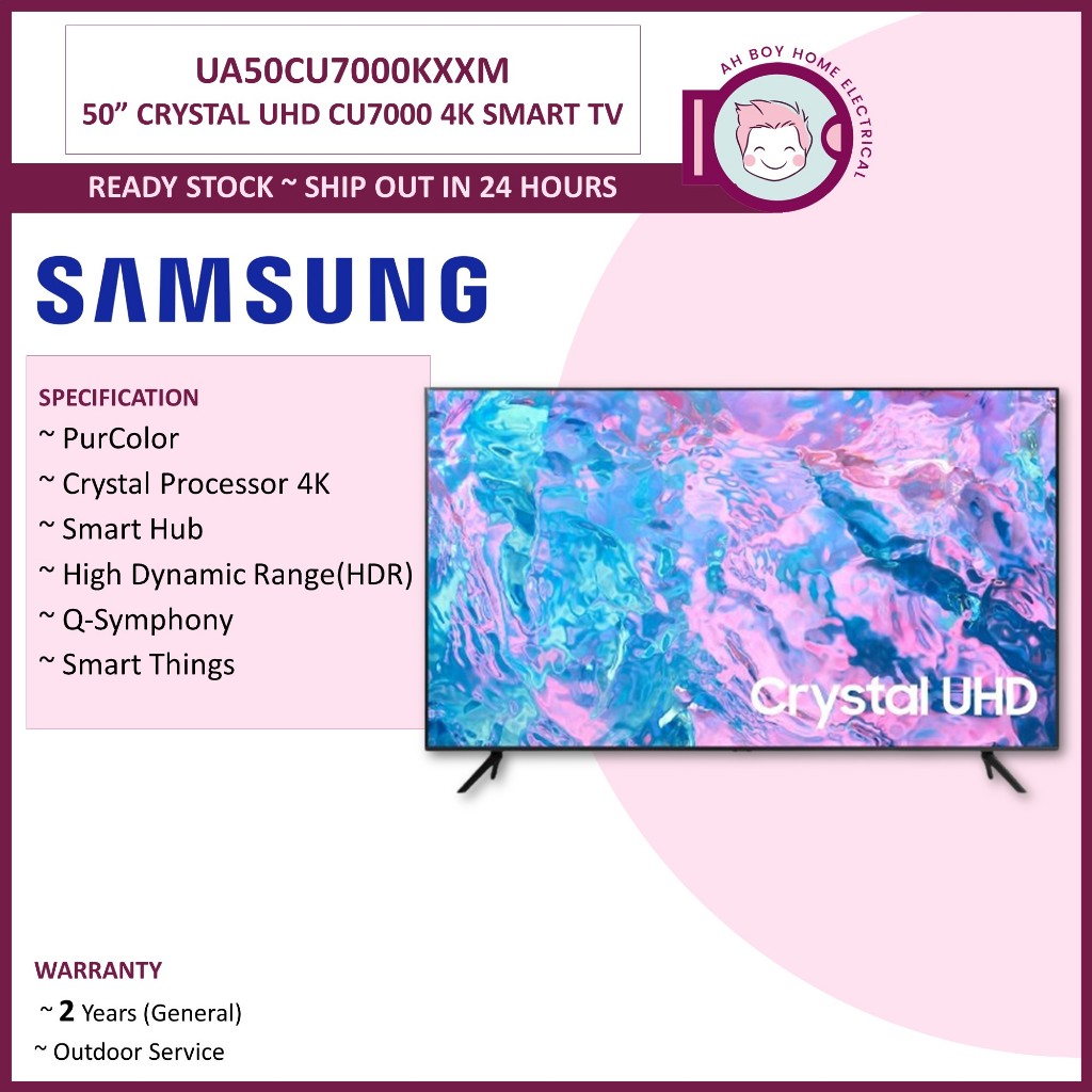 SAMSUNG Crystal UHD CU7000 4K Smart TV (50") UA50CU7000KXXM | Shopee ...