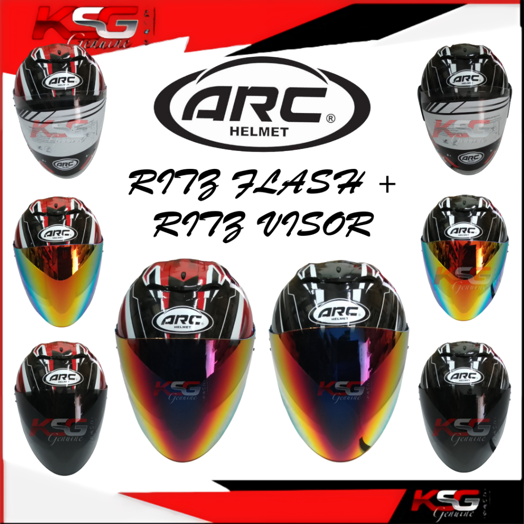 ARC BRAND RITZ NEW 2024 DESIGN FLASH HELMET + ARC RITZ VISOR TOPI ...