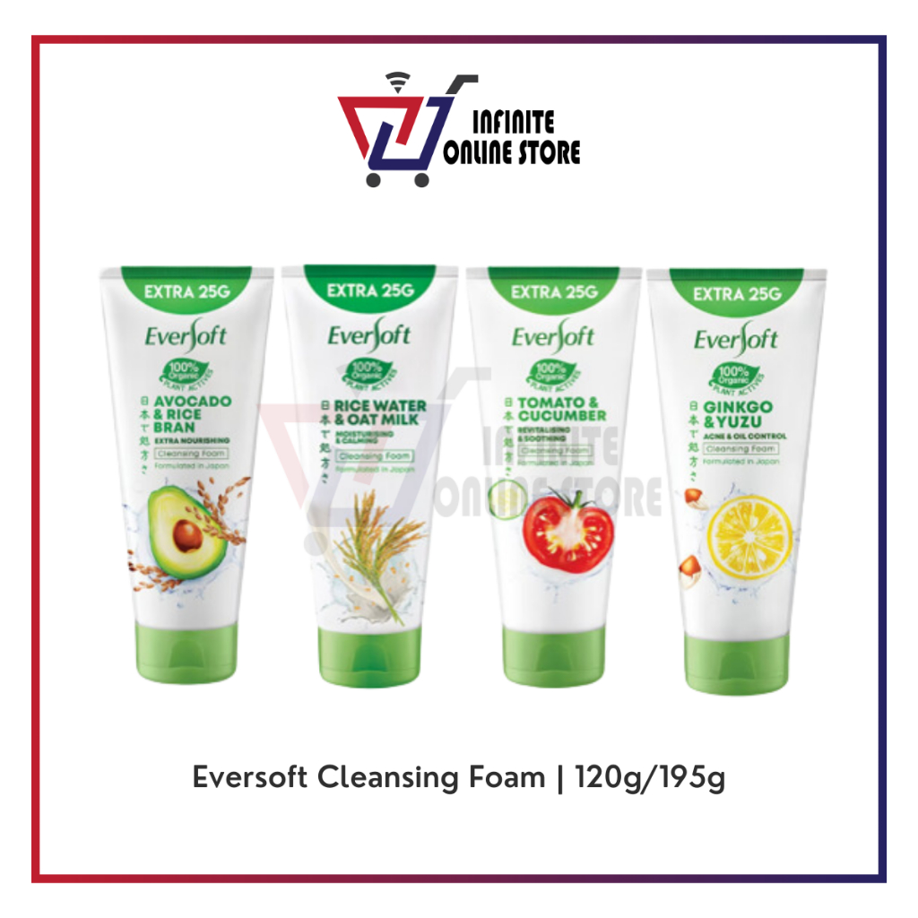 EVERSOFT Facial Cleanser (120g/195g) (Avocado Rice Bran / Rice Water ...