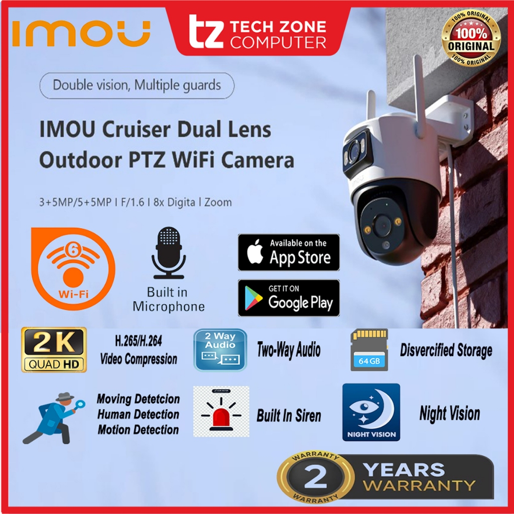 Imou Cruiser Dual (8MP/10MP) Dual Lens Two Way Talk Full Color Night ...