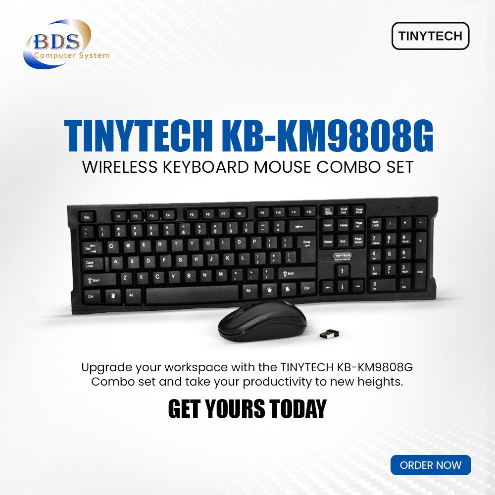 2.4GHz TINY TECH WIRELESS KEYBOARD & MOUSE COMBO SET MODEL KB-KM9808G ...