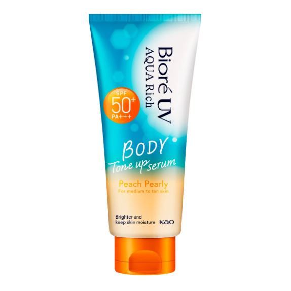 BIORE UV Aqua Rich Body Tone Up Serum Peach Pearly Sunscreen Lotion ...