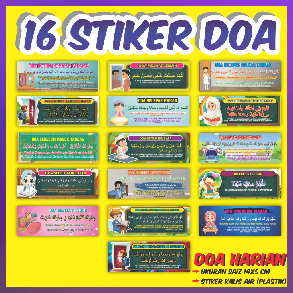 Sticker Doa Harian, 16 Doa Pelbagai (Kalis Air) | Shopee Malaysia