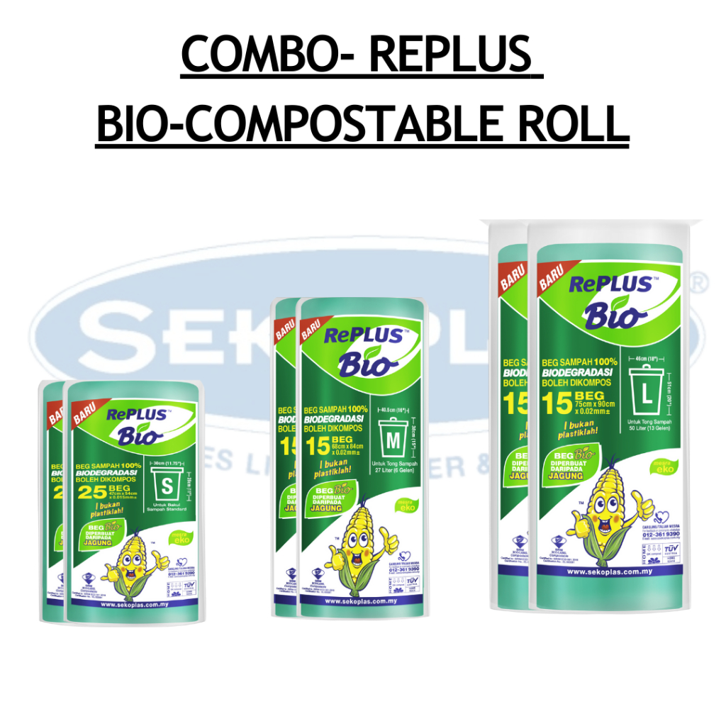COMBO 2 rolls - Sekoplas RePLUS Bio-Compostable Bag | Shopee Malaysia