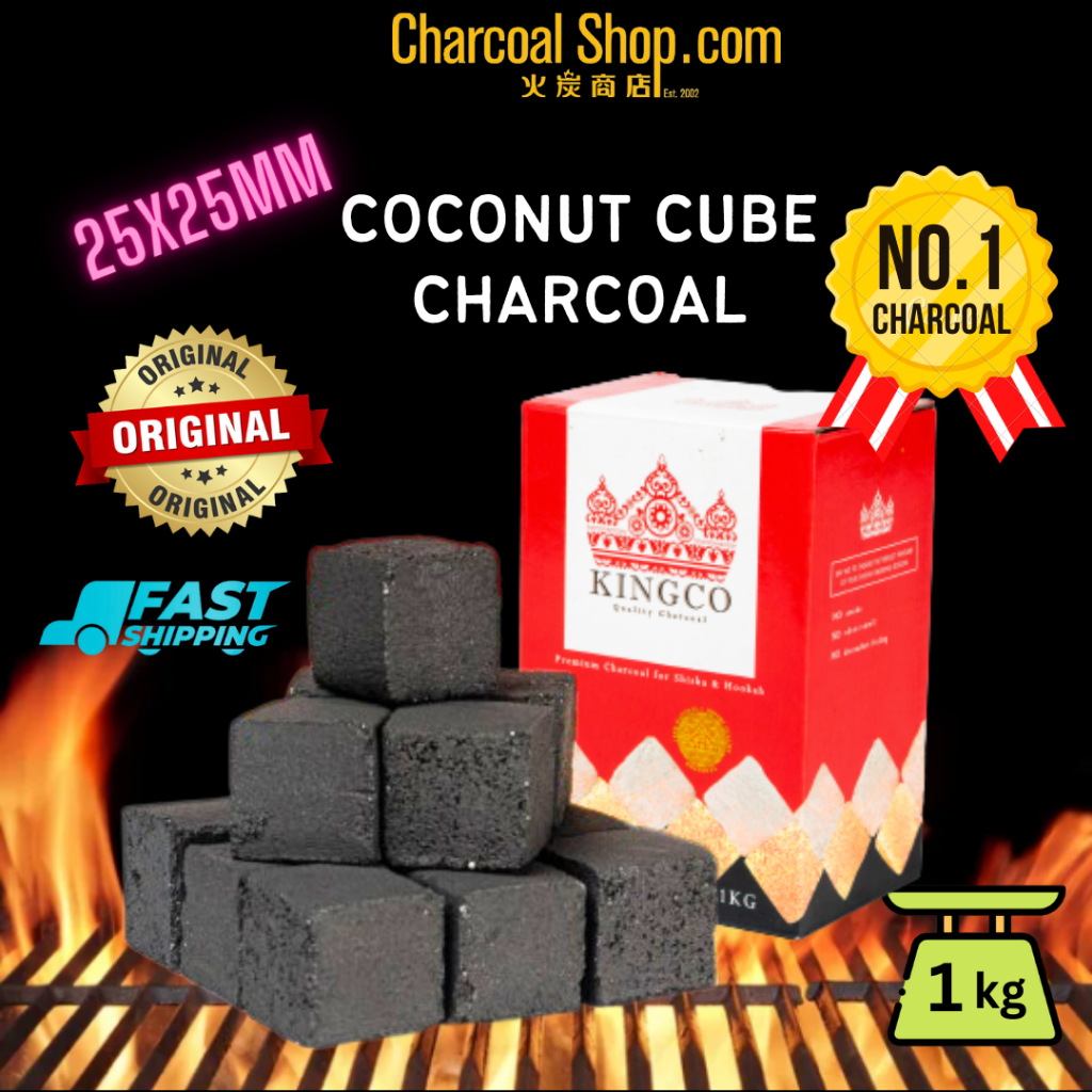CHARCOAL BBQ ARANG KAYU 火炭 （Kingco Premium Coconut Charcoal - 1kg) | Shopee Malaysia