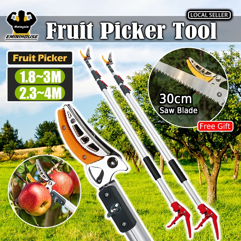3M/4M Galah Pemetik Buah|Telescopic Fruit Picker Pole Gunting Buah Tree ...