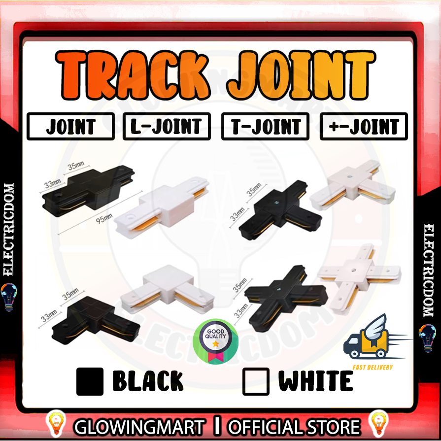 LED Track Light Rail Joint Jointer Lampu Track Light Joint L-Joint T ...